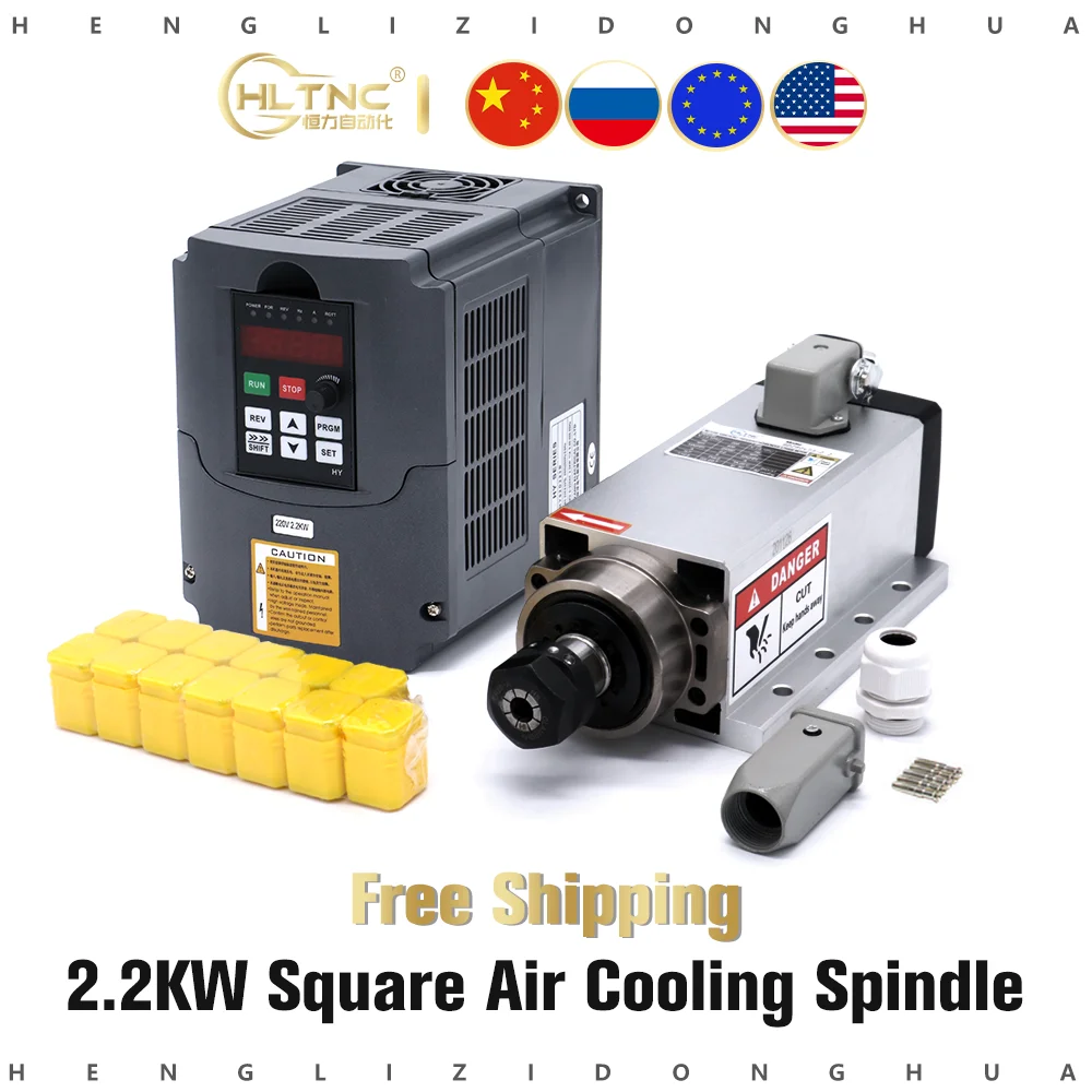 Hltnc Free Shipping 220v 380v 2.2kw Er20 Square Air Cooled Spindle ...