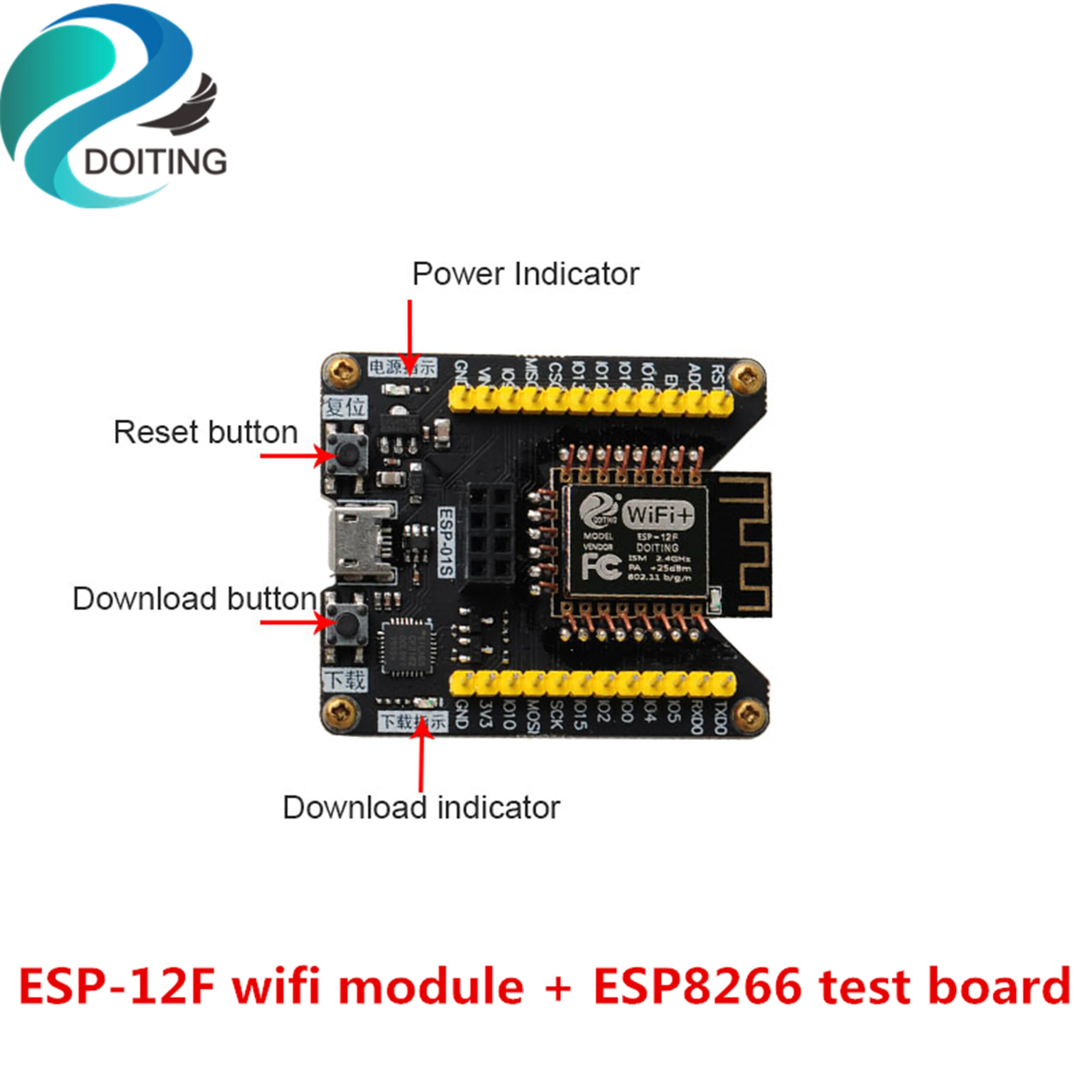 DOITING ESP 12F โมดูล WIFI + ESP8266 ทดสอบเฟิร์มแวร์ Downloader พัฒนาบอร์ดไร้สายการส่งผ่านแบบ ...