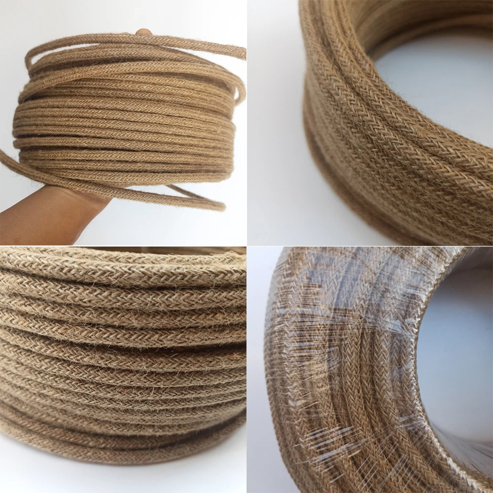 Câble-fil,Fil électrique Vintage, corde de chanvre, câble torsadé ...