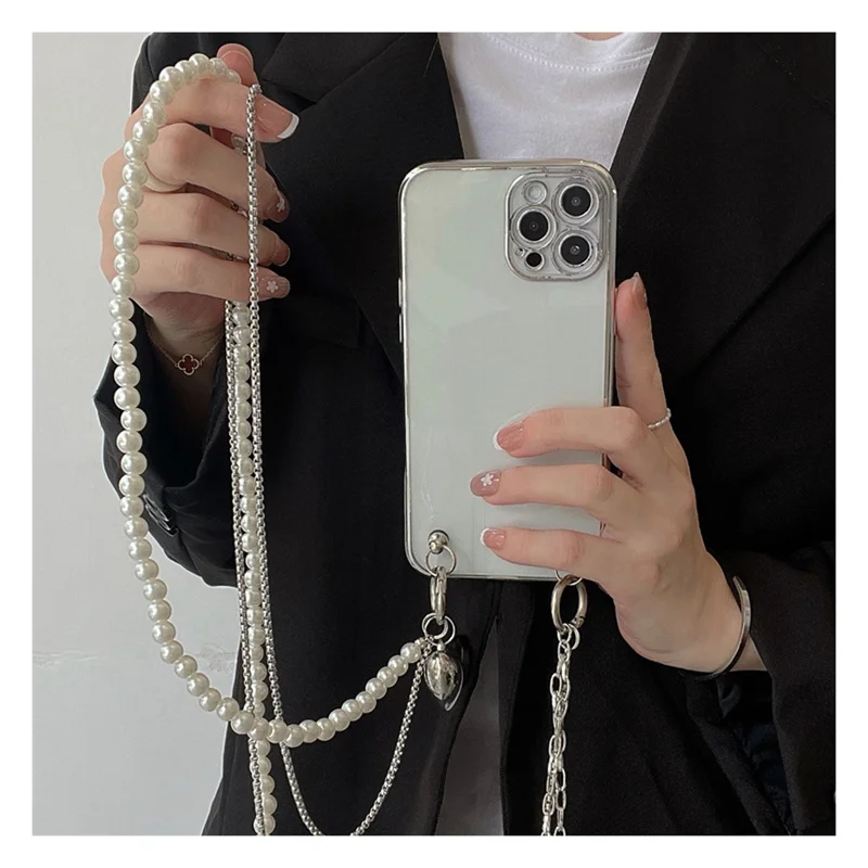 Korean-Pearl-Metal-Love-Crossbody-Necklace-Lanyard-Phone-Case-with ...