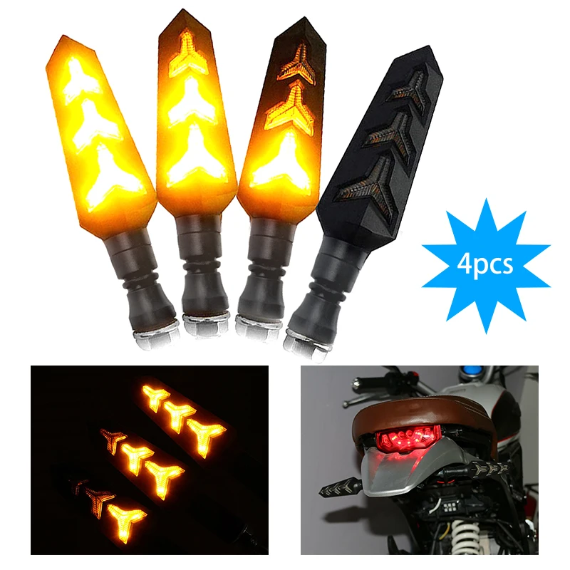 DERI 2pcs/4pcs Motorcycle LED Turn Signals Flowing Water Blinker ...