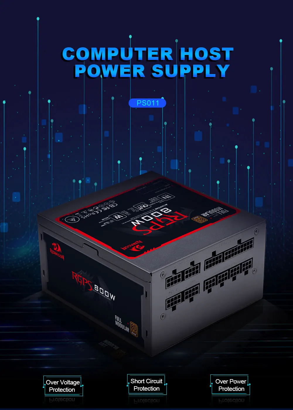 Buy Redragon RGPS PSU 800W PC Power Supply 80PLUS Bronze Gaming Silent Fan 120mm 24pin ATX/EPS ...