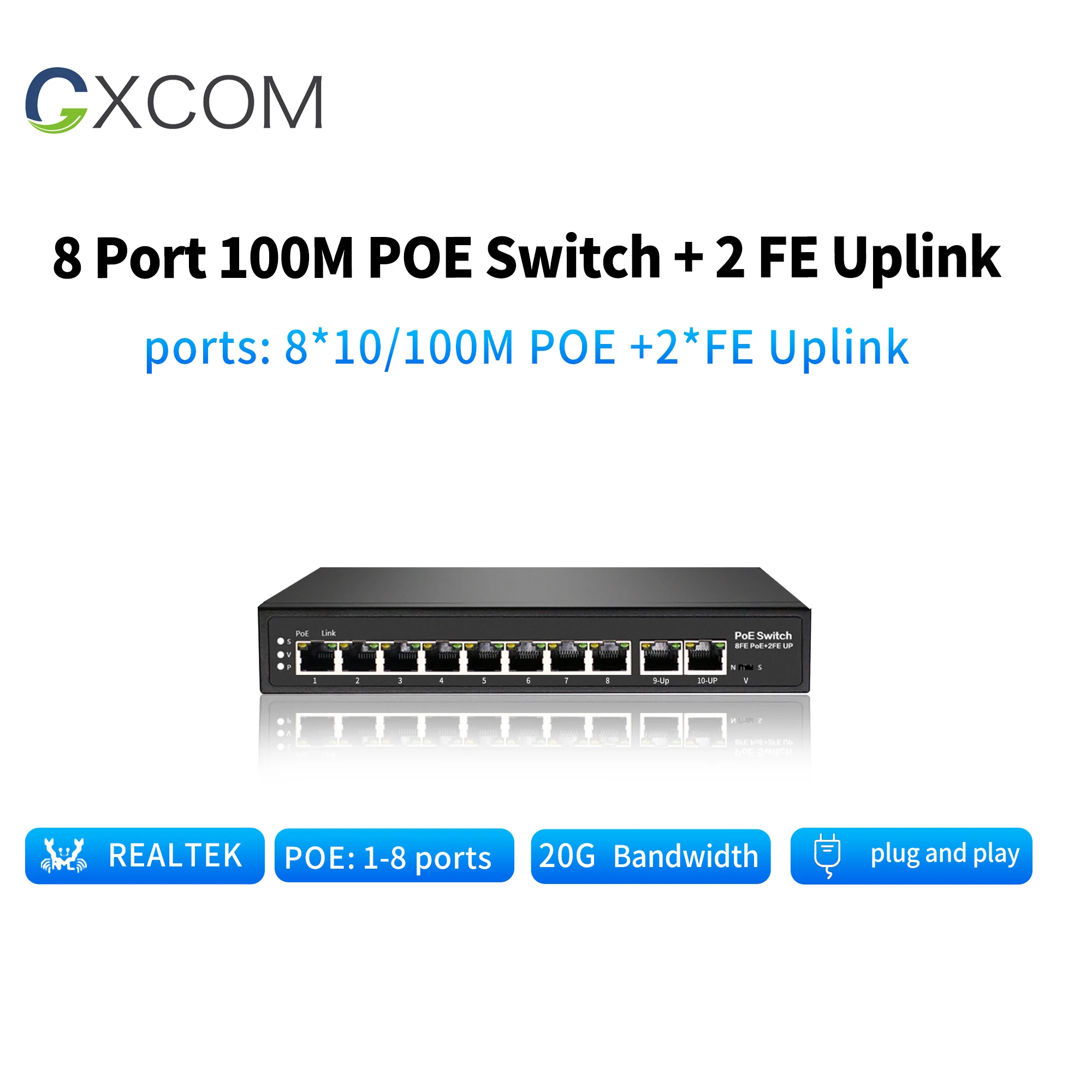8Port 10M/100M PoE+2 Port UPLINK RJ45 10Port PoE Switch for IP camera|Network Switches| - AliExpress