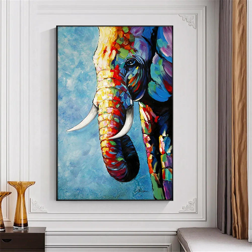 Acrylic Oil painting Elephants Painting Art & Collectibles etna.com.pe