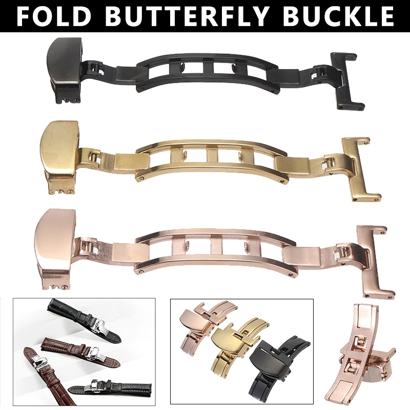 Butterfly Deployment Buckle Classic Stainless Steel Clasp Strap For ...