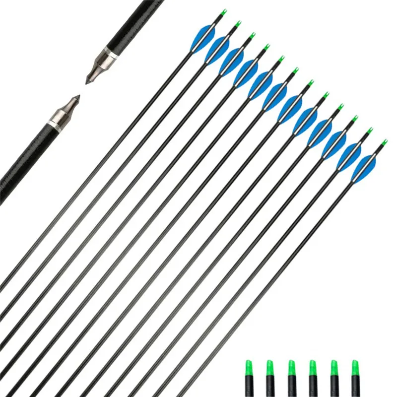 12pcs 30" Archery Fiberglass Arrows Spine 500 Hunting Glassfiber Arrows ...
