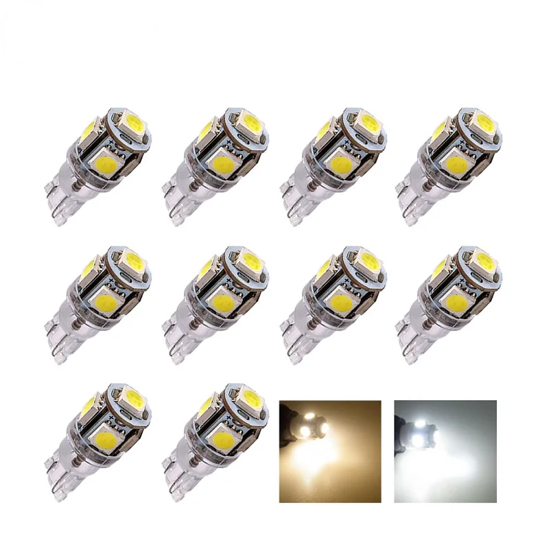 10 Pcs W5W T10 LED Lamp 194 168 Wedge Car Interior Dome Reading Bulbs ...