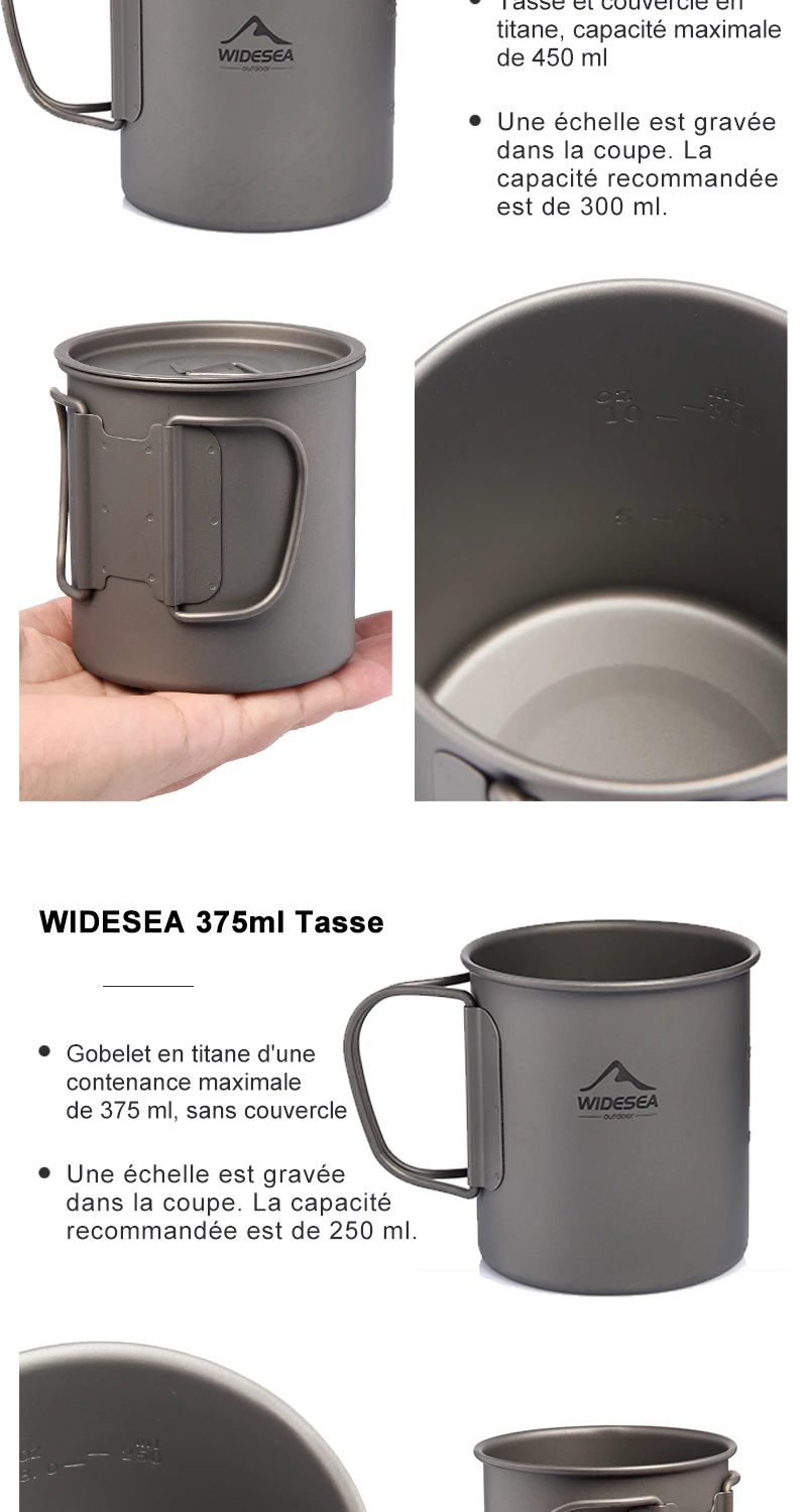 Tasse de camping en titanium - Widesea - Titanium Cup 200ML ...
