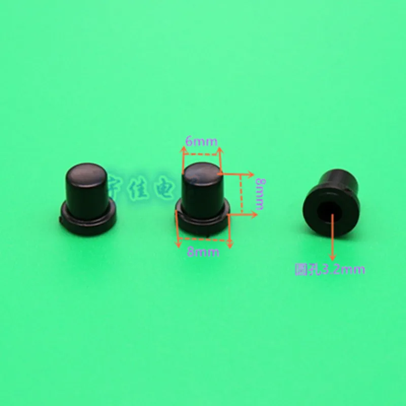 10 Piece 8 * 8mm Plastic Black Switch Button Cap Self-locking Switch ...