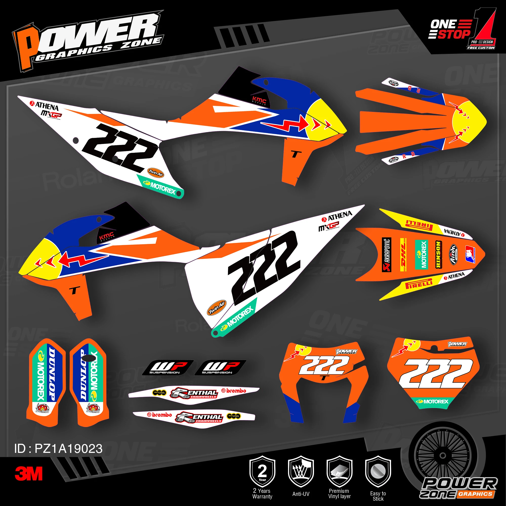 PowerZone Custom Team Graphics Backgrounds Decals 3M Stickers Kit For ...