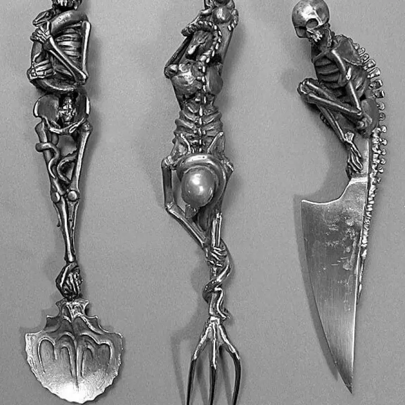Halloween Gift Skeletal Cutlery Sets Vintage Dinner Table Flatware Set ...
