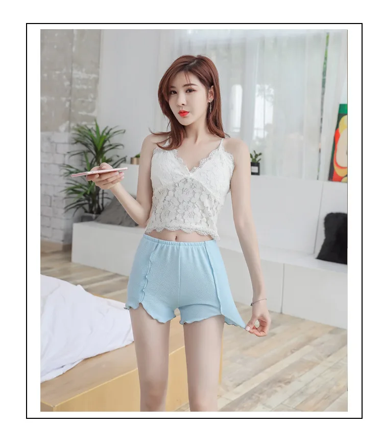 Culotte-slip,Short de pyjama à volants pour femmes,pantalon court de ...