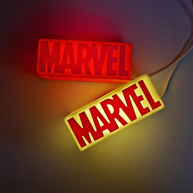 Marvel Led Night Light Logo Lampara Led Decoration Bedside Kids Gift ...