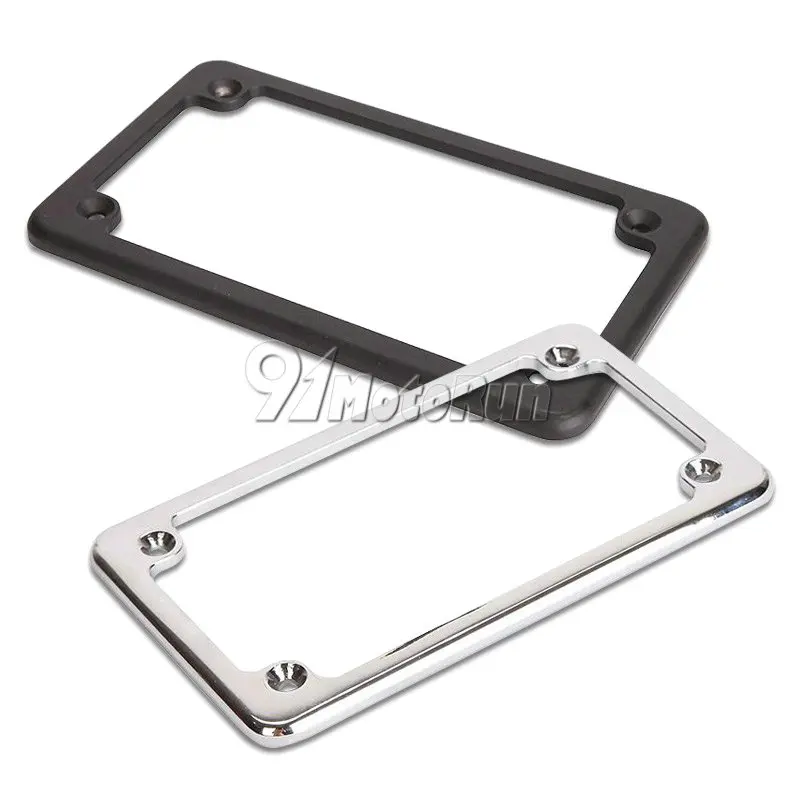 Chrome/Black Metal Deluxe Metal Motorcycle License Plate Frame - Lic ...