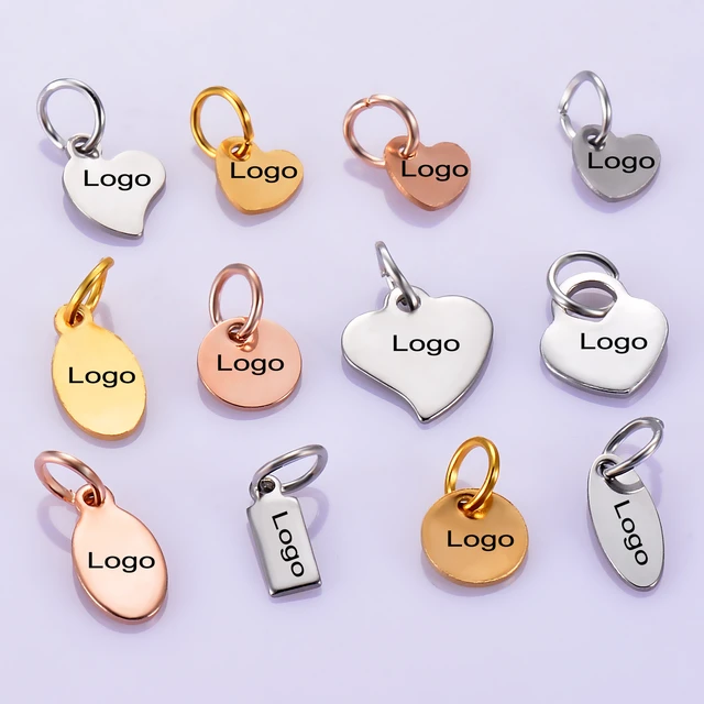 50pcs Stainless Steel Personalized Small Logo Tags Custom, 52% OFF