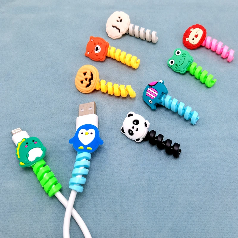 Cartoon Cable Protector For iPhones Android Type c Winder USB Charging ...