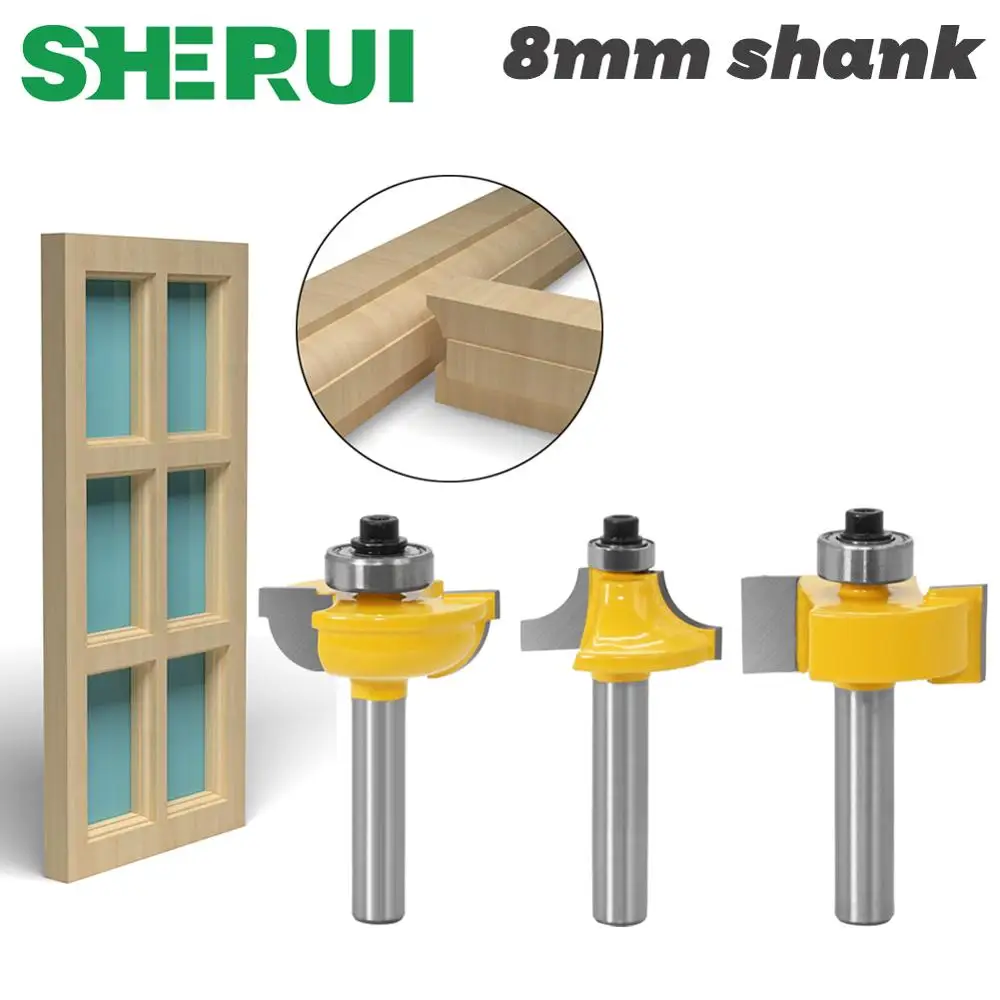 3pcs 8mm Shank Router Bits Set Beading Bit Round Over Bead Frame Door T ...