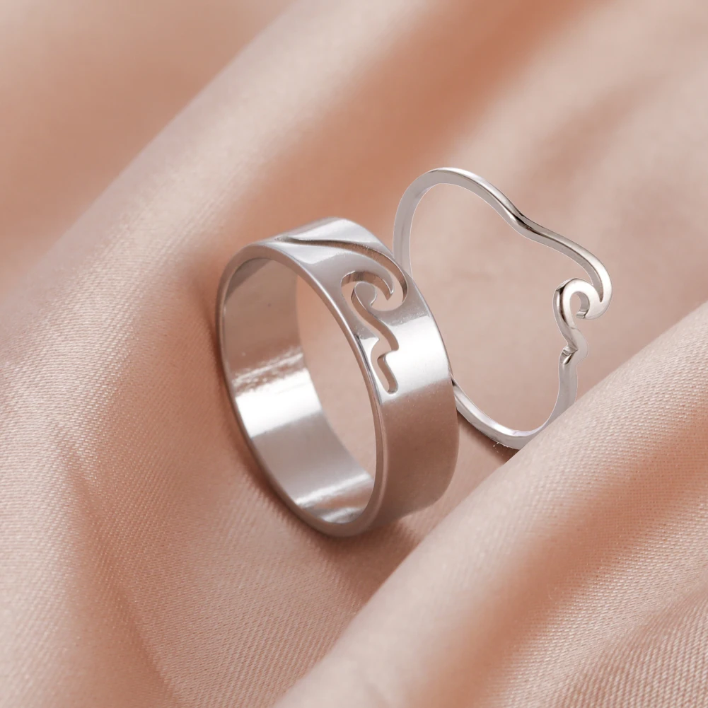 COOLTIME-Simple-Sea-Wave-Couple-Rings-2023-Trend-Ocean-Surf-Stainless ...