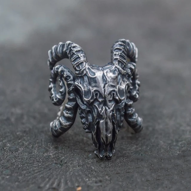 Gothic Punk Satanic Devil Skull Ring | Motorcycle Biker Jewelry