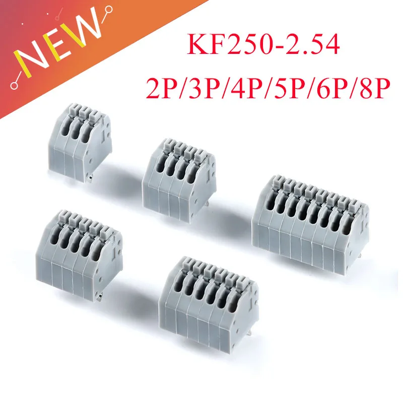 5pcs Kf250-2.54 Terminal Blocks Spring Type Pcb Kf250 Dg250 Binding ...