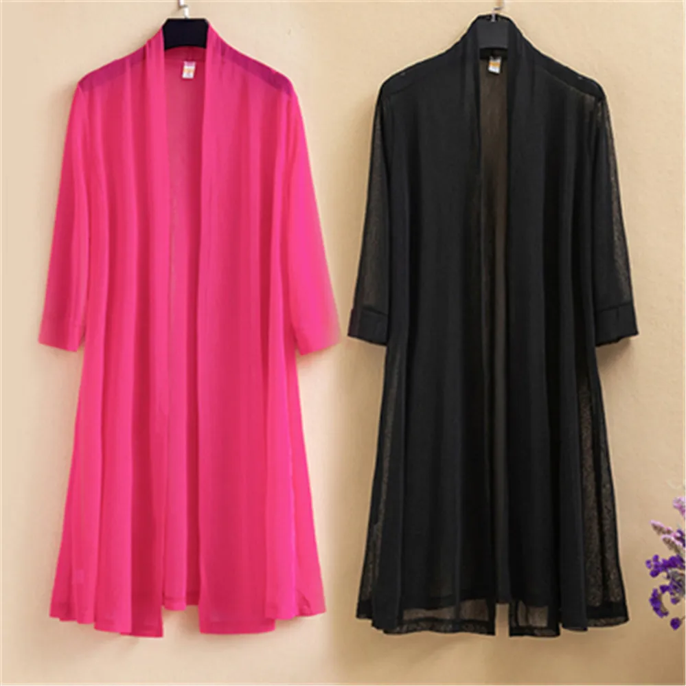 Plus Size 4xl Solid Color 2021 Summer Autumn Long Cardigan Women Female ...