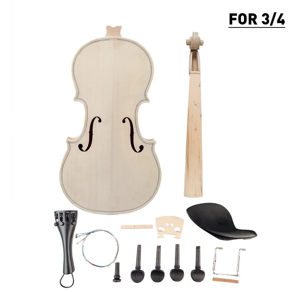 Violín 3/4 DIY, Kit de violín acústico de madera maciza Natural, Kit de ...