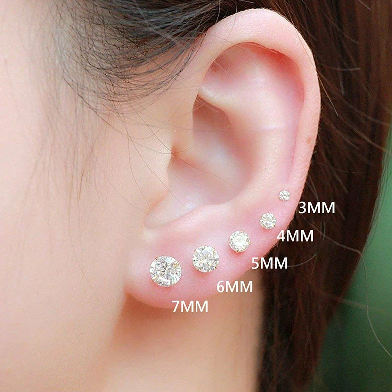 2-pcs-bag-Size-3-4-5-6mm-Medical-titanium-needle-True-zircon-Ear-Studs ...