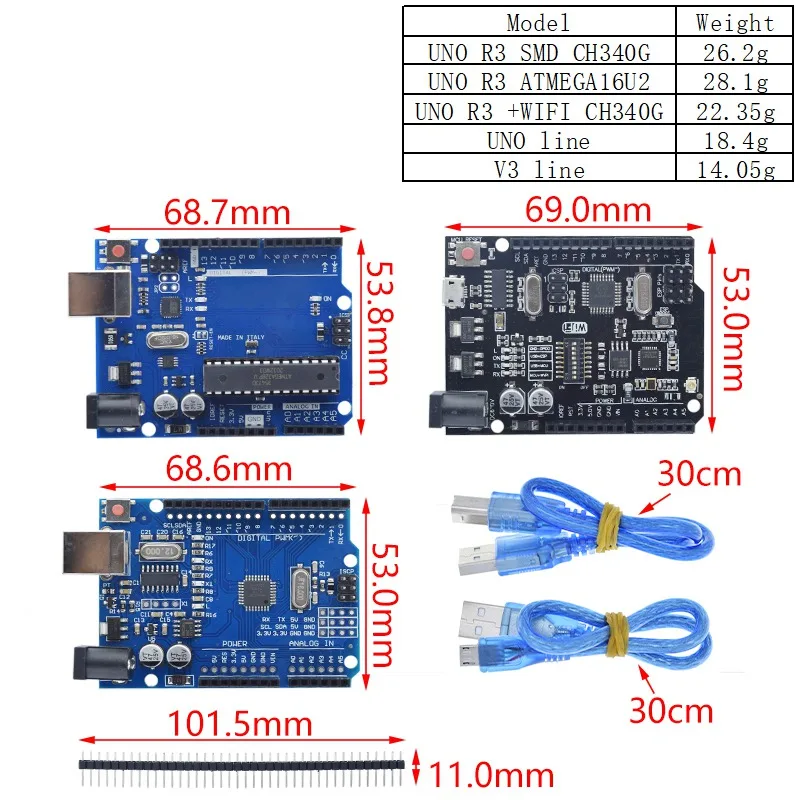 UNO R3 Official Box ATMEGA16U2 / UNO+WiFi R3 Original ATMEGA328P Chip CH340G For Arduino UNO R3 ...