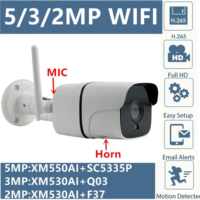 5mp 3mp 2mp Integrate Mic Speaker Wifi Wireless Ip Metal Bullet Camera ...