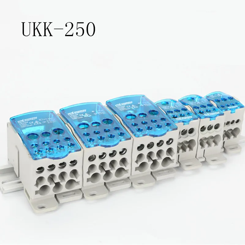 UKK250A Din Rail 250A 1 in Many Output Terminal Block for Distribution Box Universal Power ...