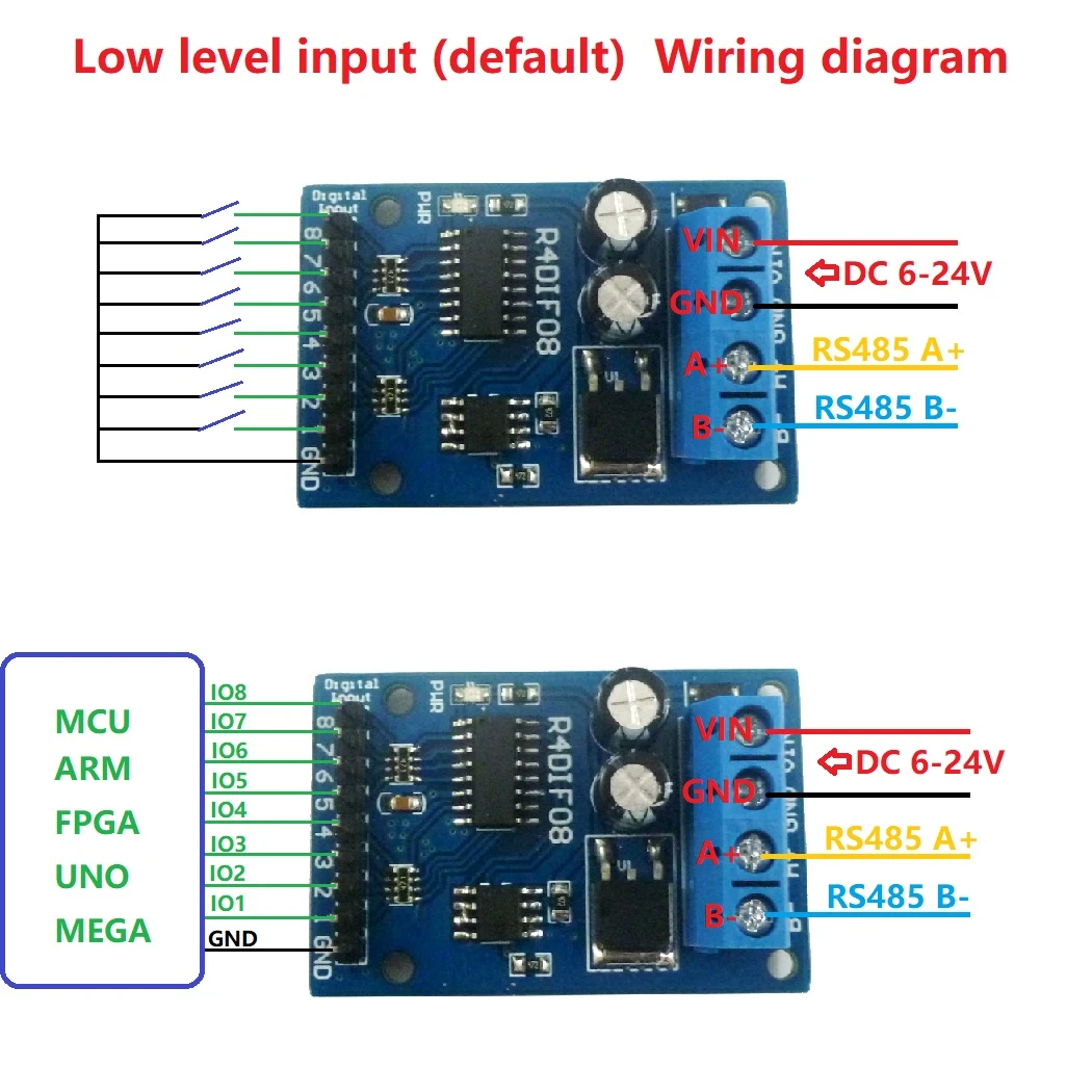 8 bit Digital Switch TTL LvTTL CMOS IO Input UART RS485 Modbus RTU Module for PLC Expand|Relays ...