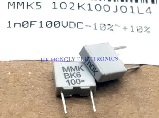 100PCS MMK5 1n0K MMK 1000pF 1nF 102 100V P=5MM FILM CAPACITOR
