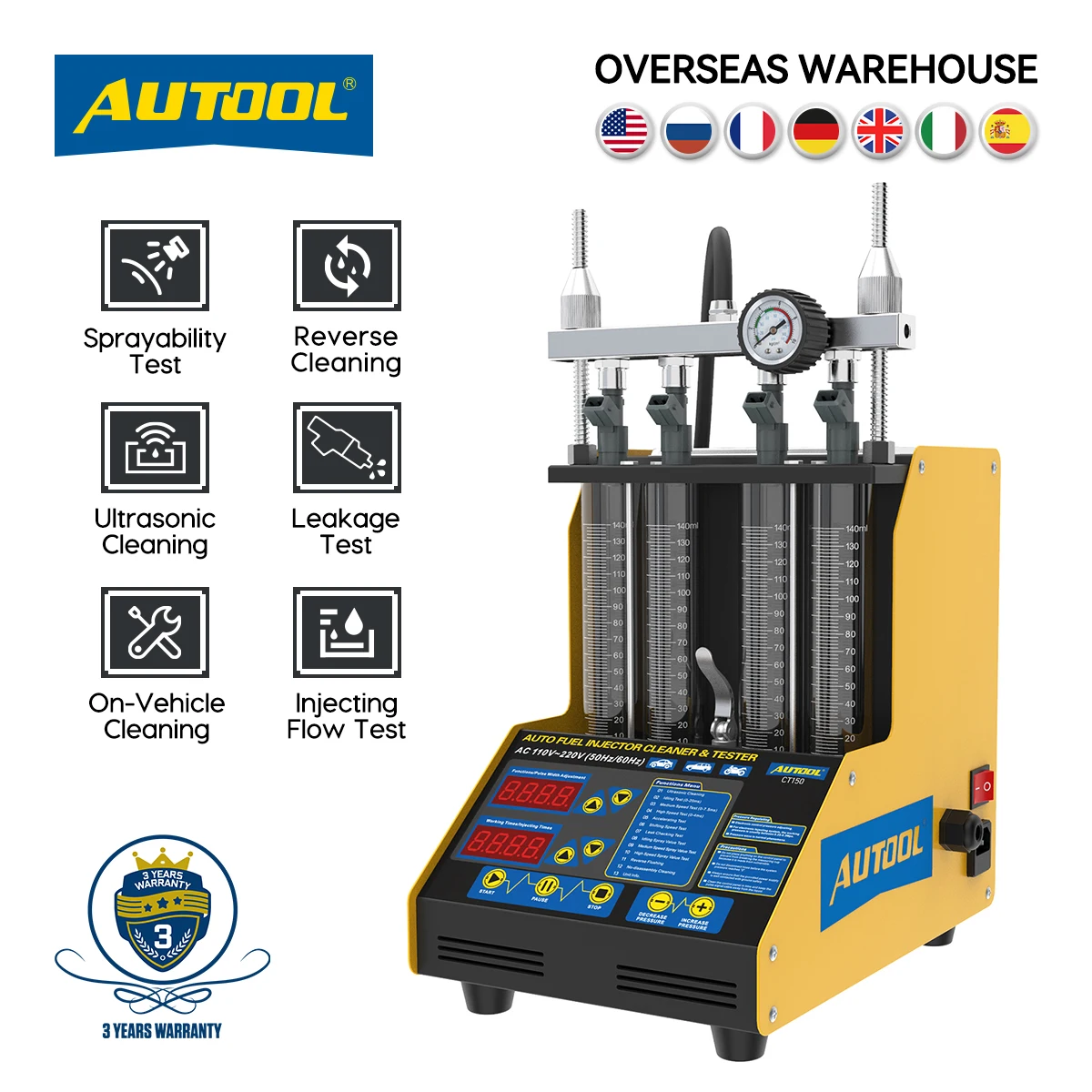 Original-AUTOOL-CT150-Car-Fuel-Injector-Tester-Cleaning-Machine ...