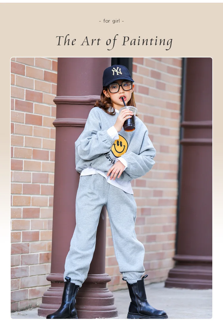 Girls Tracksuit 2021 Winter Fleece Thicken Kids Costume Children ...