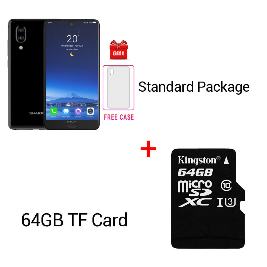 Смартфон SHARP AQUOS C10 S2 Android 8,0 4 Гб+ 64 Гб 5,5 ''FHD+ Восьмиядерный Snapdragon 630 с ...