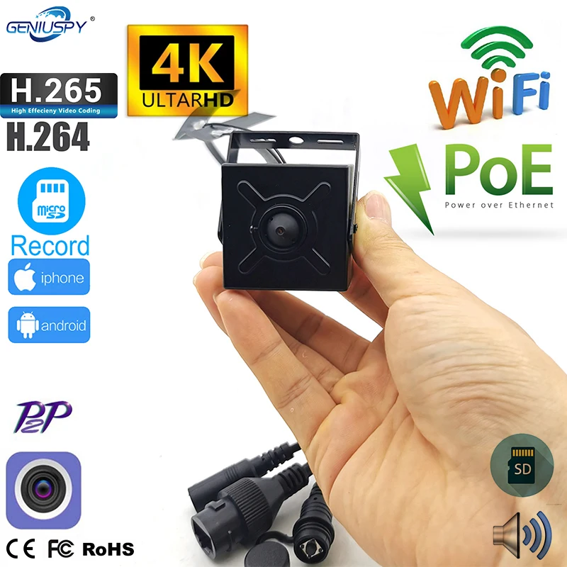 4K 8MP Wifi PoE Starlight Sony IMX415 Pin Hole Cube Square Mini IP ...