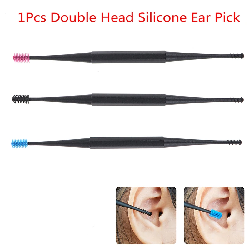 1pcs Double Head Earpick Soft Silicone Ear Pick Earpick Spiral Rotating ...