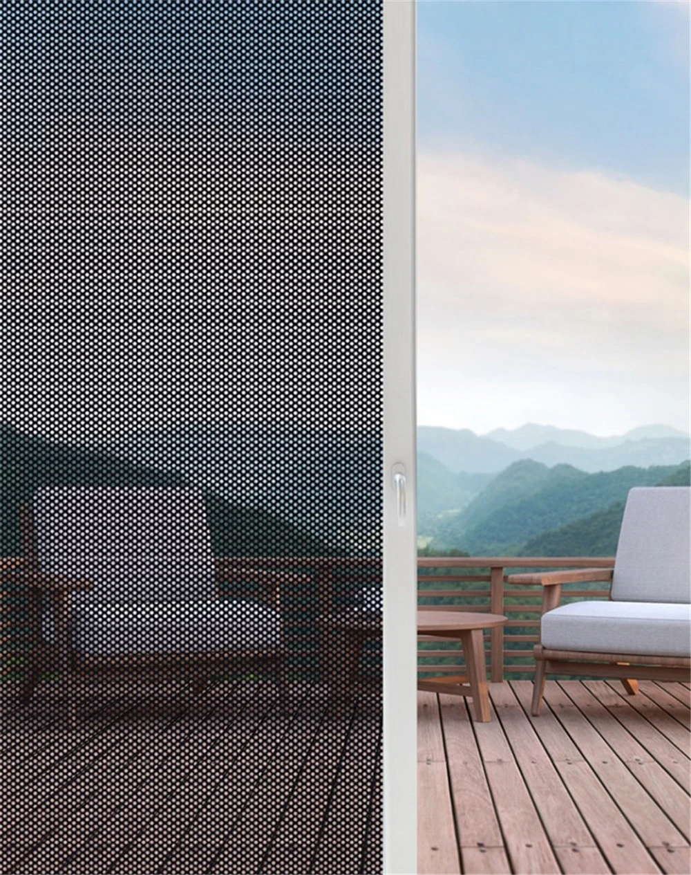 With Glue Self-adhesive Mesh Window Film Privacy Room Darkening Window ...