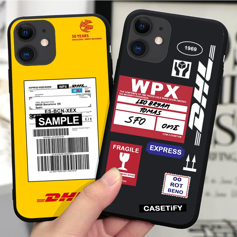 Dhl moda preto silicone caso de telefone para o iphone 13 12 mini 11 ...