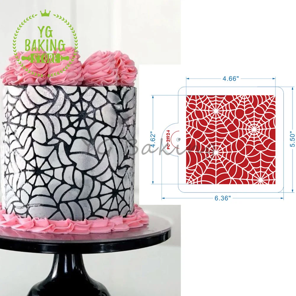 Dorica-New-Spider-Web-Design-Lace-Side-Plastic-Cake-Stencil-Diy-Pastry ...