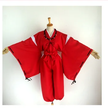Anime Inuyasha Cosplay Costume Red Japanese Kimono Man Robe Costume ...