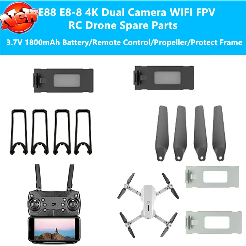 E88 E8 8 4k Camera Rc Drone Spare Parts 3 7v 1800mah Battery Remote