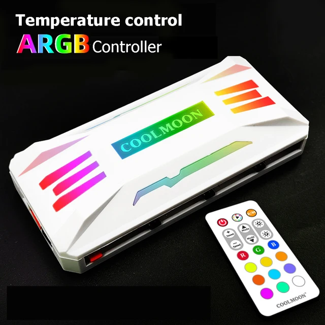 COOLMOON ARGB Controller 4Pin PWM 5V 3Pin ARGB Cooling Fan Smart Remote ...