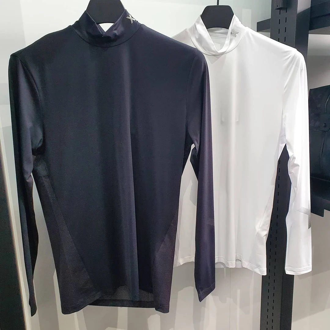 남성용 골프 모크넥 긴팔 셔츠 봄 가을 스포츠 레이어 베이스 셔츠 커플 연인 골프 의류 골프웨어 신상골프 셔츠
