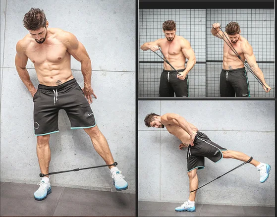 Hot Yoga Gum Fitness Resistance 8 Word Chest Expander Rope Workout ...