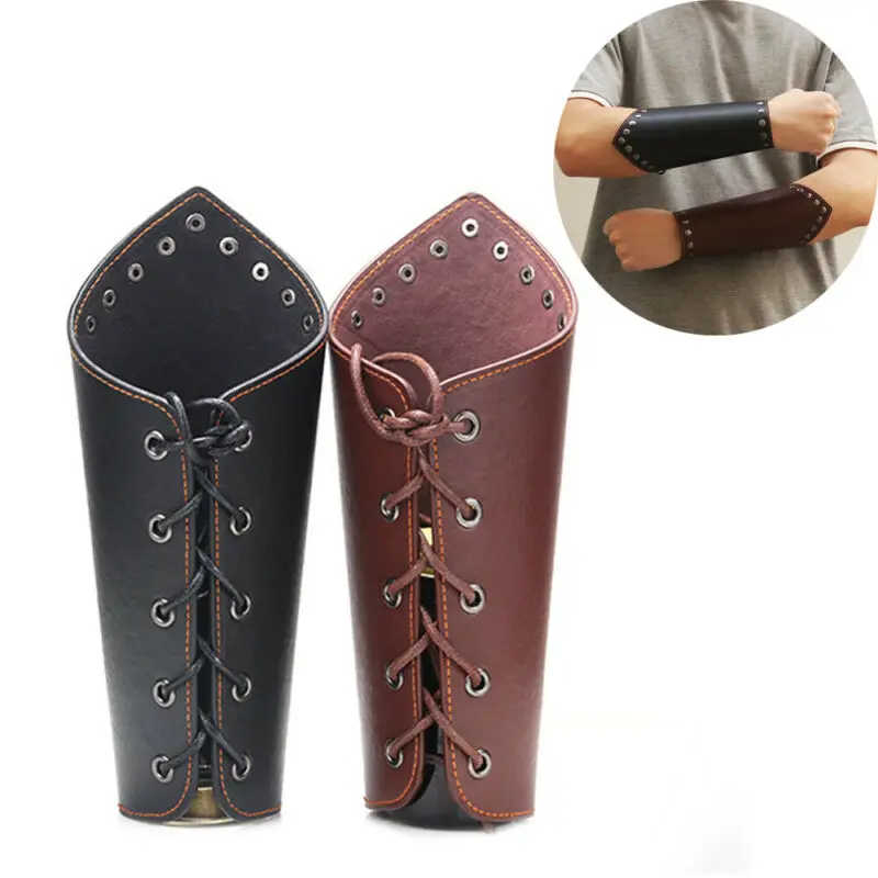 1PC Faux Leather Arm Guards Medieval Knight Bracers Leather Gauntlet ...
