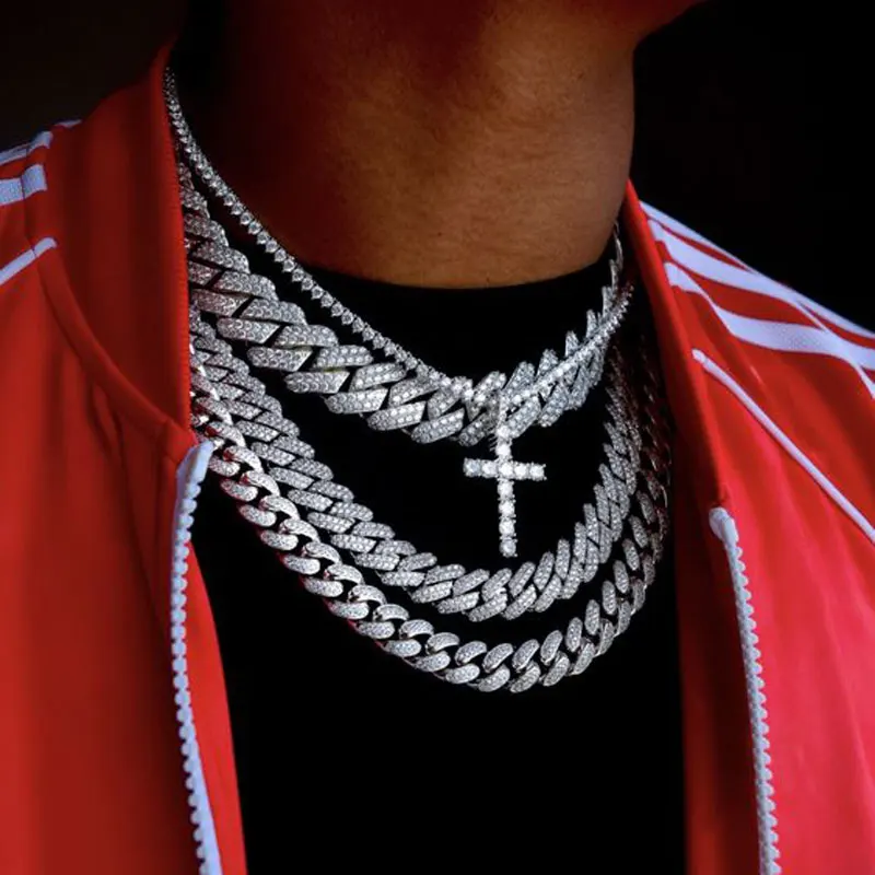 Black Man Hip Hop Chains Wholesale Men's Necklace Iced Out Miami Cuban ...