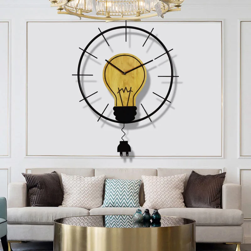 Bulb-Wall-Clock-Nordic-Style-Light-Luxury-Living-Room-Personality ...