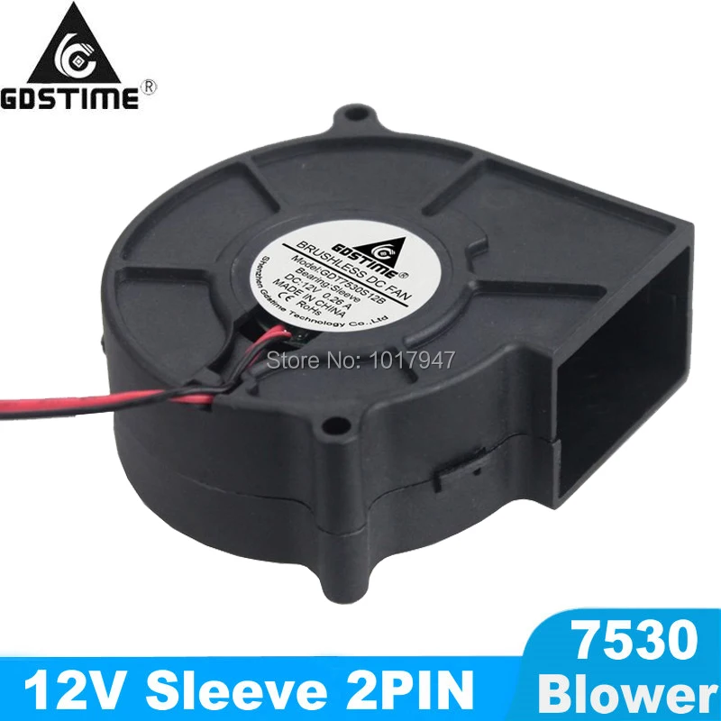 5 Pieces LOT Gdstime DC 12V 2Wire Cooling Brushless Blower Fan 7530 ...
