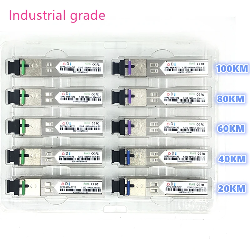 Módulo de fibra óptica SC SFP, grado Industrial 40 ~ + 80 Celsius 1 ...
